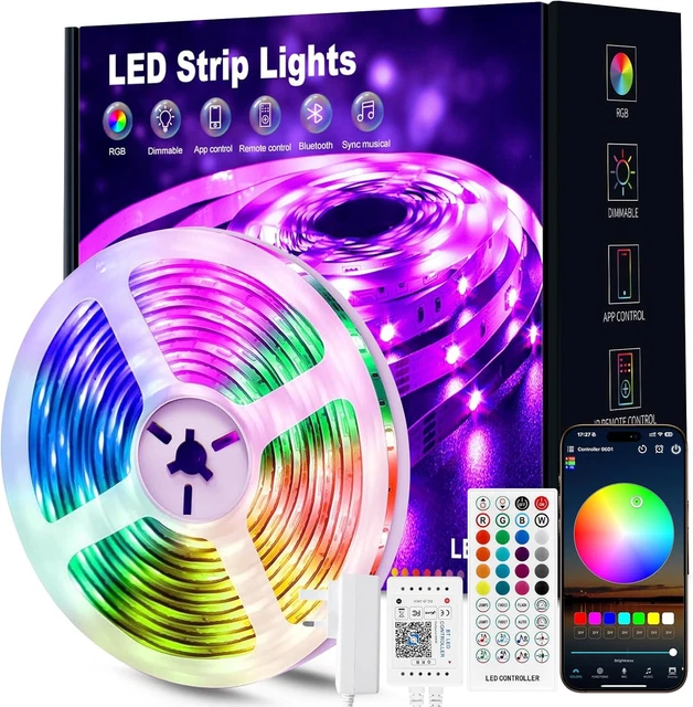 BEAEET LED STRIP Light 5m, RGB Music Sync Colour Changing 5M ...