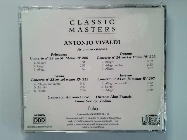 ANTONIO VIVALDI – Les Quatre Saisons CD Classiques Maîtres Folio ...