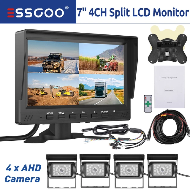 7& QUAD SPLIT 4CH HD Monitor Car Van Kit 4 x Car Rear View AHD Camera ...