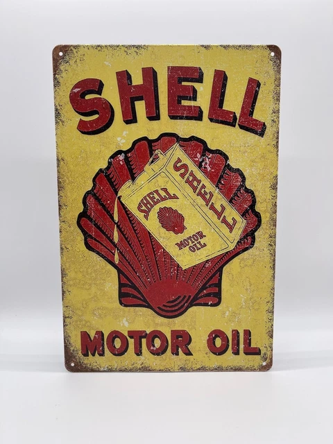 BLECHSCHILD SHELL 20X30CM Nostalgie Retro Reklame Vintage Garage Motor ...