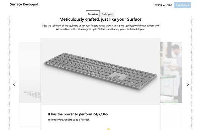 GENUINE MICROSOFT SURFACE Wireless Keyboard - Grey - A1 Condition P1 £ ...
