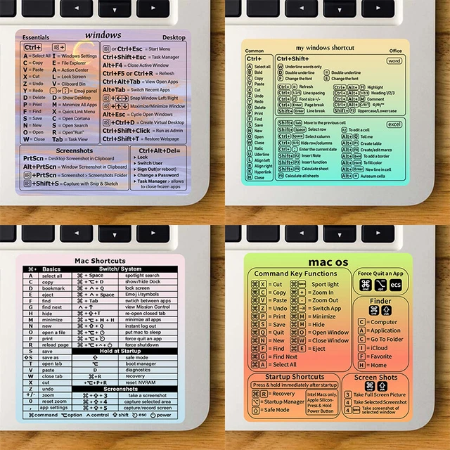 REFERENCE KEYBOARD SHORTCUT Stickers Adhesive For PC Laptop Desktop ...
