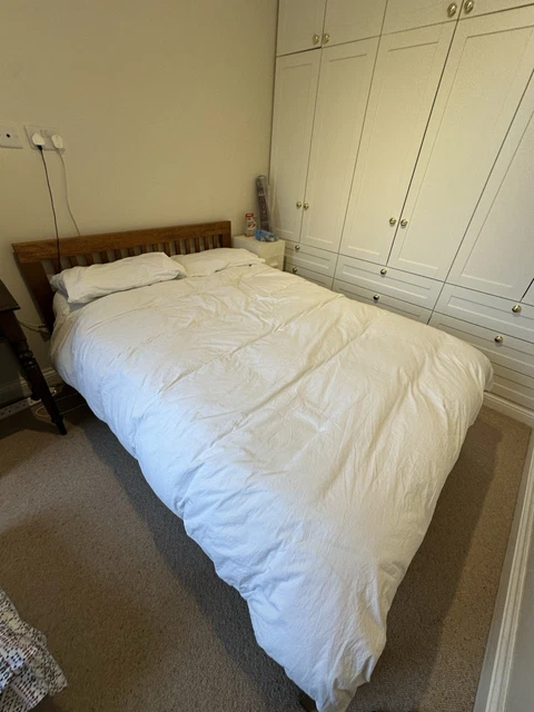 SOLID WOOD DOUBLE Bed with nearly new mattress £83.90 - PicClick UK