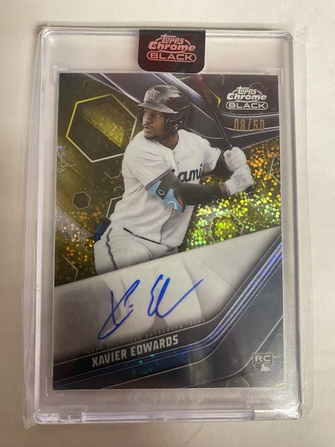 RÉFRACTEUR OR VÉRITABLE Xavier Edwards 2023 TOPPS CHROME NOIR /50 AUTO ...