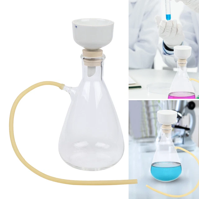 1000ML LAB SUCTION Filter Filtration Kit Buchner Funnel + Flask + Cork ...