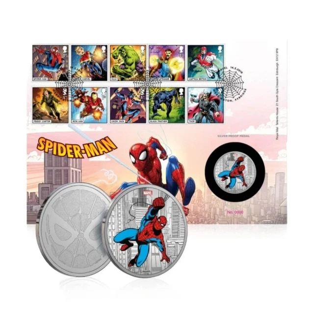 MARVEL AVENGERS **SPIDERMAN** Limited Edition 1 Oz Silver Proof Medal ...