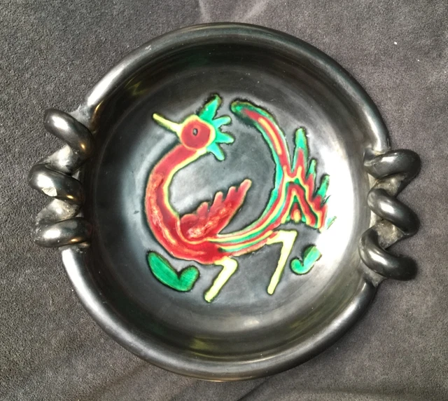 GRANDE COUPE CÉRAMIQUE émaillée Oiseau signée YET Vallauris EUR 69,00 ...