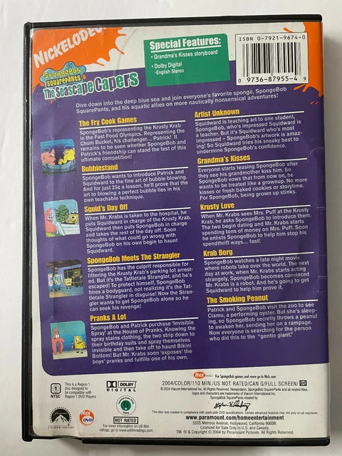 SPONGEBOB SQUAREPANTS SEASCAPE CAPERS Full Screen DVD (2004) $4.27 ...