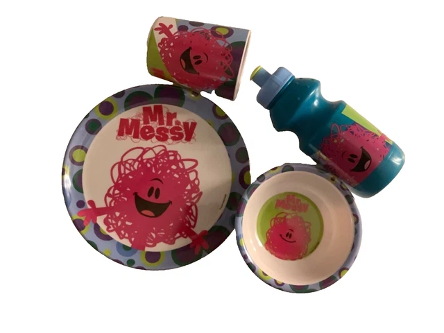 MR MEN MR Messy melamine plastic dinner plate bowl drink cup water ...