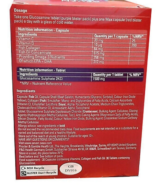SEVEN SEAS JOINT Care Max Collagen, Omega-3 Vitamins - 2 Packs 60 Days ...