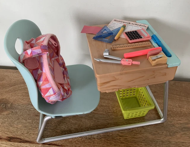 OUR GENERATION DOLL BLUE School Desk And Accessories £28.50 - PicClick UK