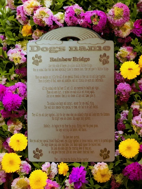 RAINBOW BRIDGE DOG poem Plaque personalised gift keepsake memorial pet ...