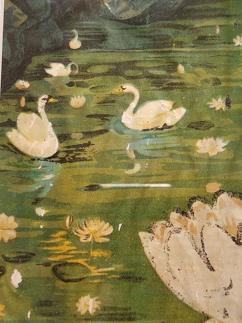 ANTIQUE INDIAN OLEOGRAPH Print By Artist Raja Ravi Varma Jari Work Gaja ...