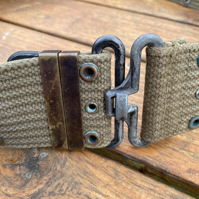 ORIGINAL WW2 US Army M1936 Khaki Webbing Pistol Belt Uniform Brass ...