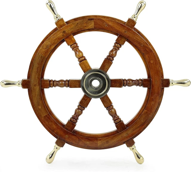 VOLANT DE BATEAU en bois ancien mural nautique décoratif marine bateau volant EUR 68,95 ...