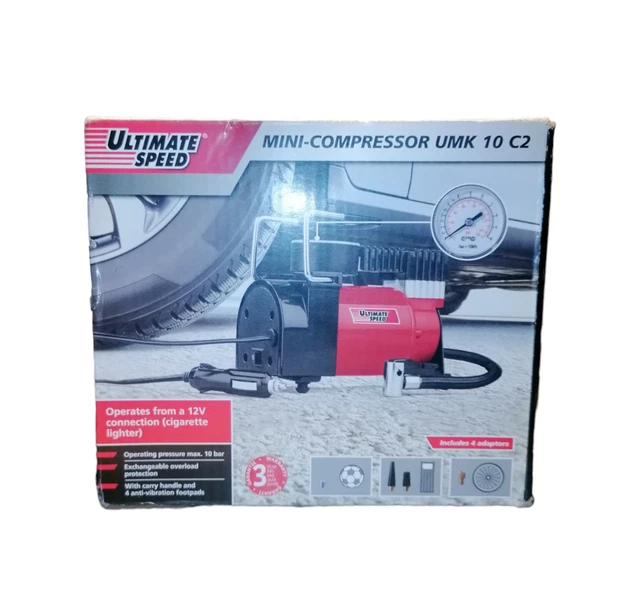 ULTIMATE SPEED MINI Compressor 12V car cigarette (UMK 10 C2) Gloves ...