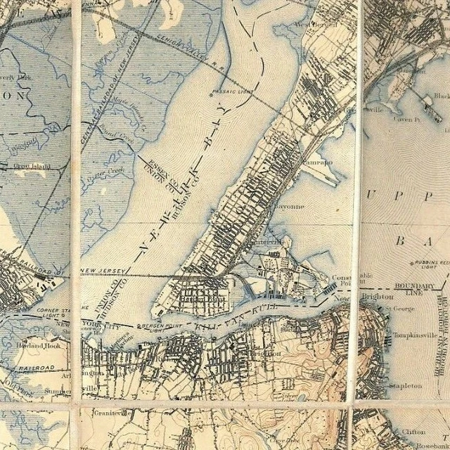 VINTAGE OFFICIAL NY State Topographic Map Staten Island Manhattan ...