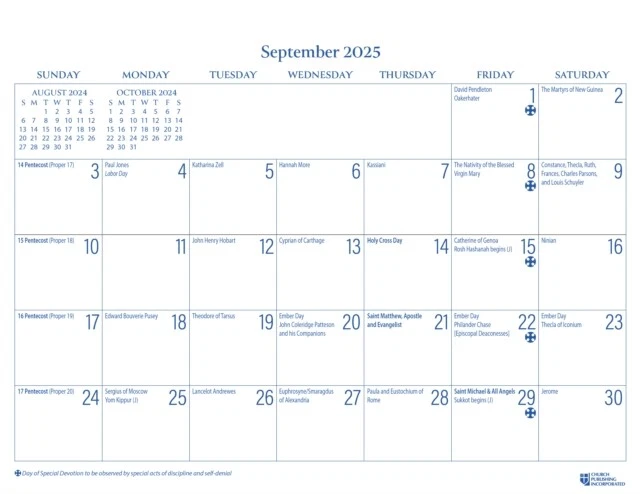 2025 PARISH WALL Calendar September 2024 through December 2025 - New ...