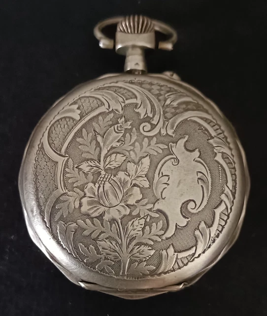 ANCIENNE MONTRE À Gousset Argent OLD DISPLAY SILVER WATCH(Fonctionne ...