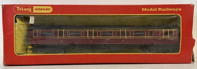 VINTAGE TRIANG HORNBY OO LMS Brake Composite Coach R748 Maroon Model ...