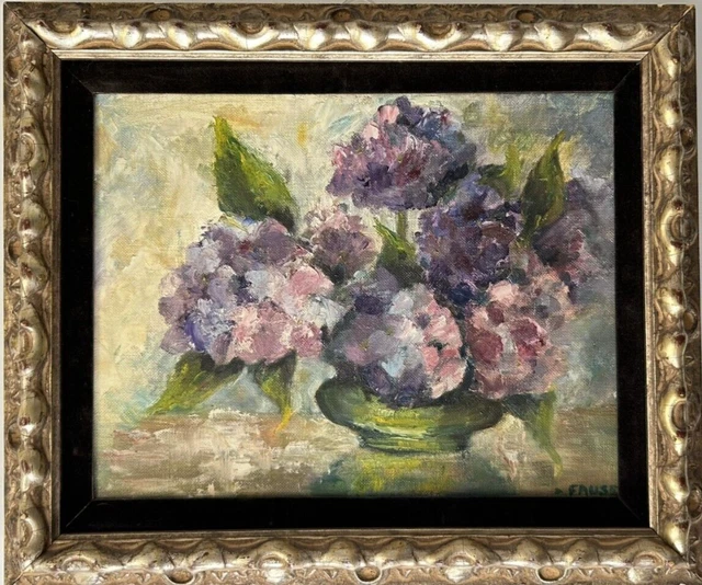 FAUSER STILL LIFE IMPRESSIONIST OIL PAINTING 14'' x16'' VINTAGE FLOWERS ...