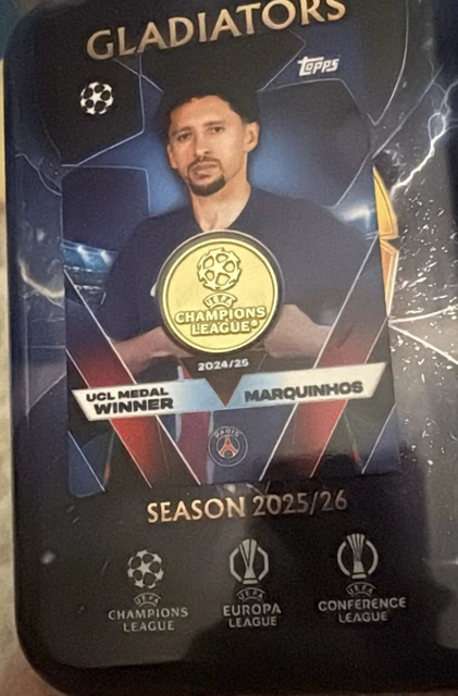 TOPPS MATCH ATTAX 2025/26 2026 Marquinhos - PSG UCL Medal winner Card £ ...