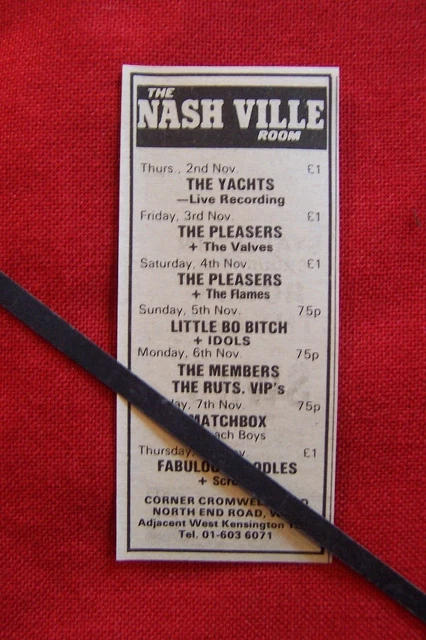 THE RUTS + The Members 1978 Original Vintage Gig Advert The Nashville ...