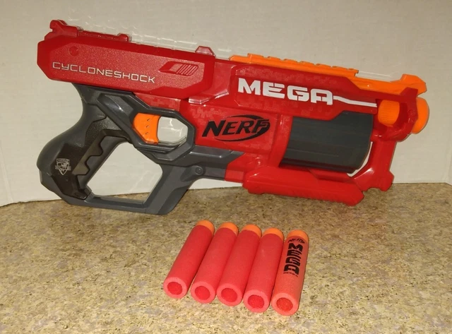 NERF N-STRIKE MEGA Cycloneshock Revolver Blaster Dart Red Gun £14.90 ...