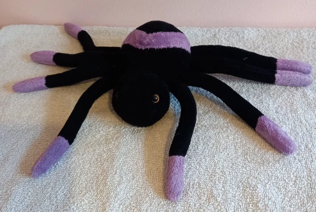 TESCO VINTAGE BLACK & Purple Spider Soft Toy Plush Comforter Halloween ...
