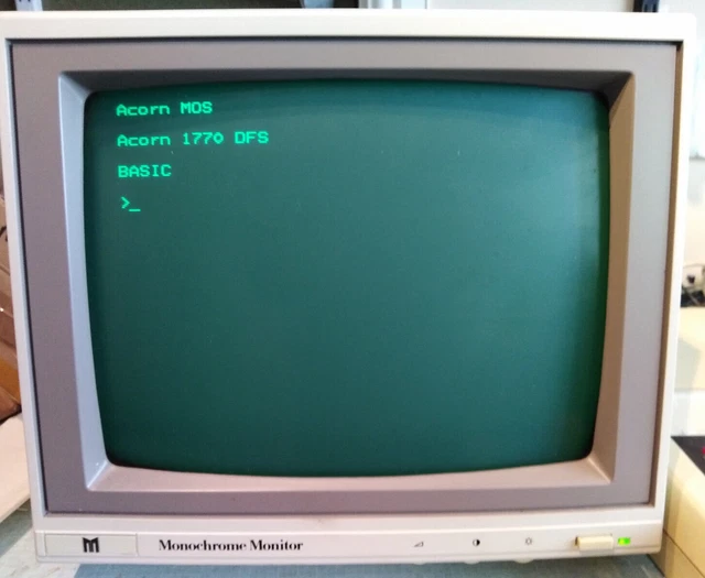TEST..ACORN BBC MASTER Compact 12" Monochrome Green Screen Monitor ...