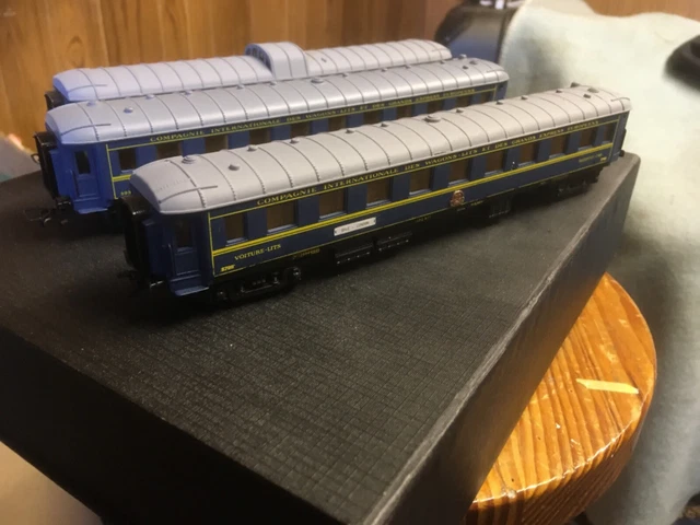 CIWL NIGHT FERRY sleepers x 2 and fourgon,Ho scale from Jouef, plus ...