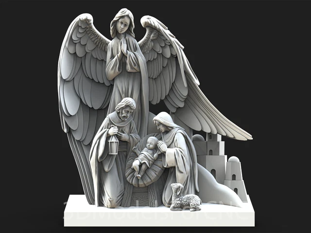3d Model Stl File For Cnc Router Laser And 3d Printer Mary And Jesus £2