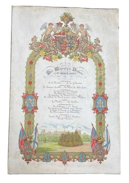 ANTIQUE ROYAL VICTORIAN Dinner Menu Queen Victoria Royal Household ...