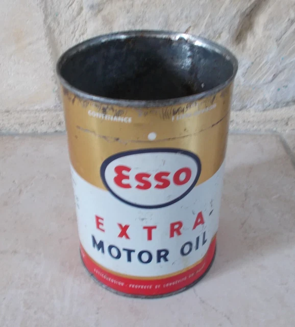 ANCIEN POT Bidon d'Huile ESSO Extra Motor Oil vintage France oil can 1 litre #2 EUR 19,90 ...