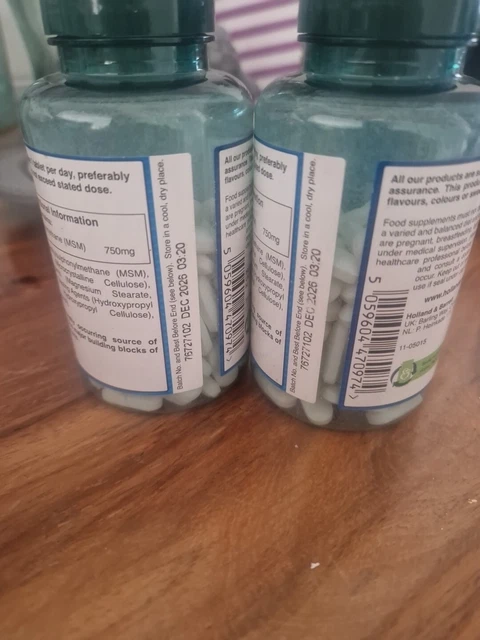 HOLLAND AND BARRETT Msm 750mg X 2 £15.00 - PicClick UK