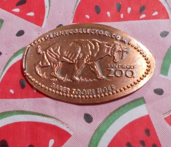 SAN DIEGO ZOO elongated penny CA USA cent Saber Tooth Tiger souvenir ...