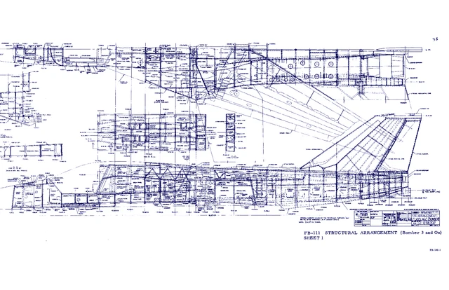 1970'S GENERAL DYNAMICS F-111 Aardvark Jet blueprint plans tech ...