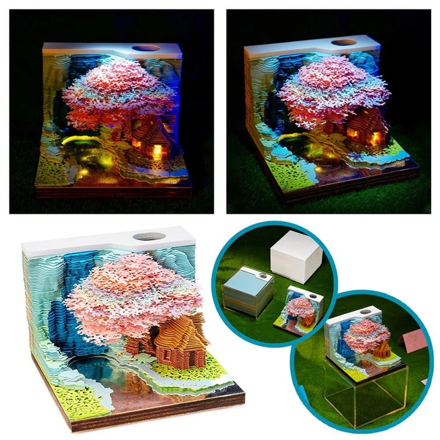 3D STICKY NOTES Flower Fruit Mountain Treehouse For Desktop Decor with ...