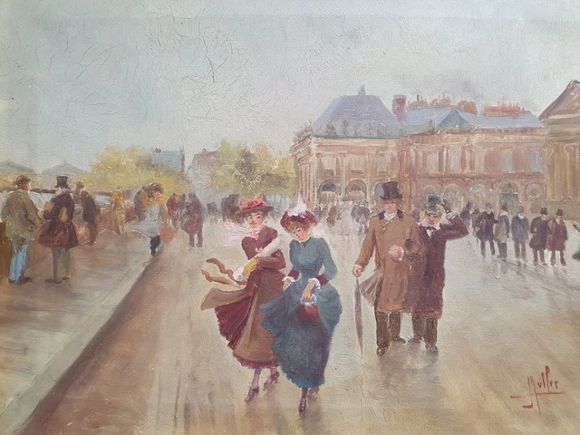 HST SIGN MULLER Elegantes Belle Epoque Quai de Seine Paris 1900 EUR 580 ...