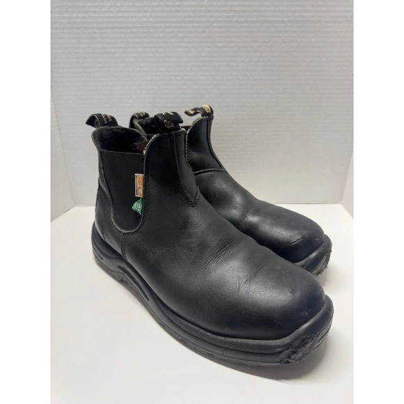 BLUNDSTONE 163 CSA Greenpatch Steel Toe Work Boots Black Leather Mens 9 ...
