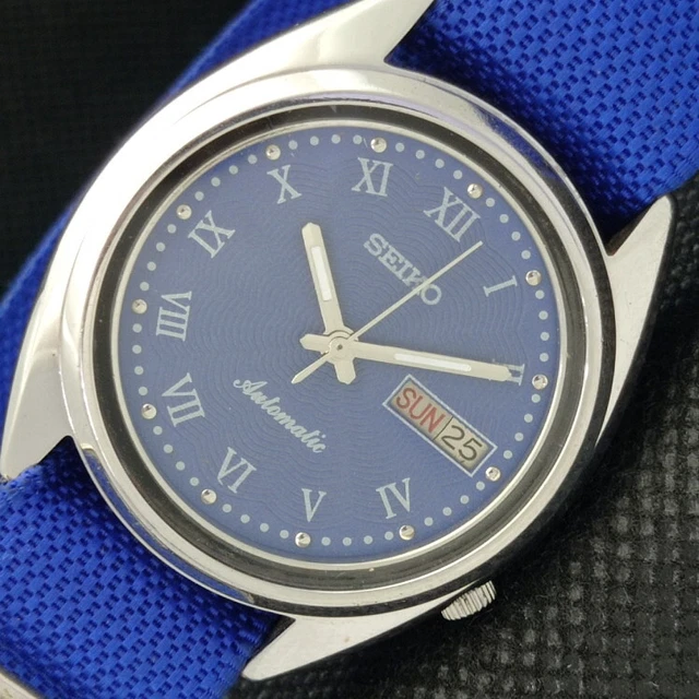 VINTAGE SEIKO AUTOMATIC 7009A JAPAN MENS DAY/DATE BLUE WATCH 608g ...