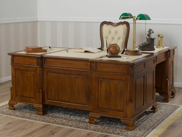DESK VICTORIAN ENGLISH Style Presidential Ministerial One-sided Corner ...