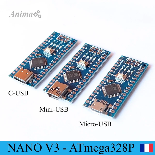CARTE NANO V3 ATmega328P Micro / C / Mini USB Terminal Shield compatible Arduino EUR 7,60 ...
