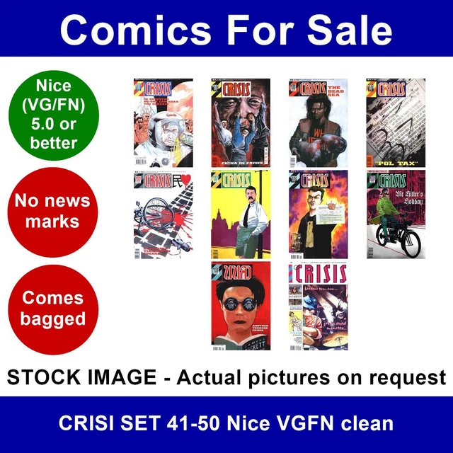 2000AD CRISIS #41 42 43 44 45 46 47 48 49 50 - 10 comics Nice VGFN ...