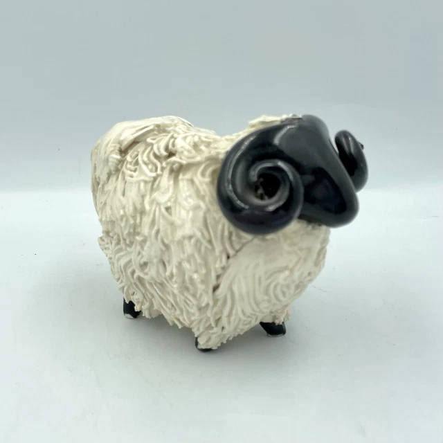 VINTAGE SPAGHETTI HAIR ram sheep pottery clay figurine imperfect see ...