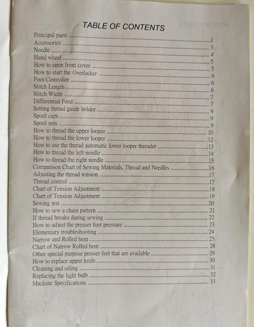 SEMCO INDIGO PRO4GT Overlocker Sewing Machine Instruction Manual (e190 ...