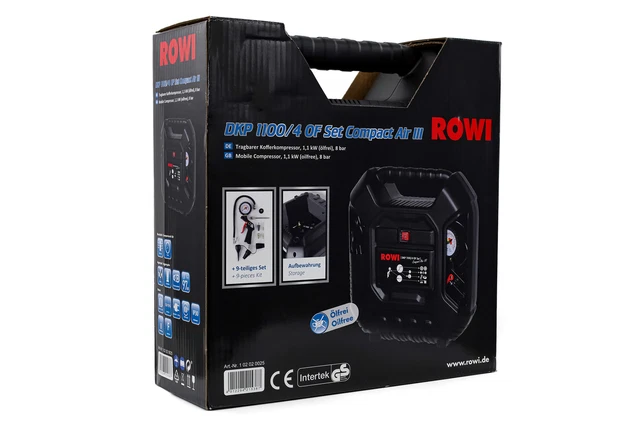 ROWI KOFFER-KOMPRESSOR DKP 1100/4 OF Set Compact Air III 1100W max. 8 ...