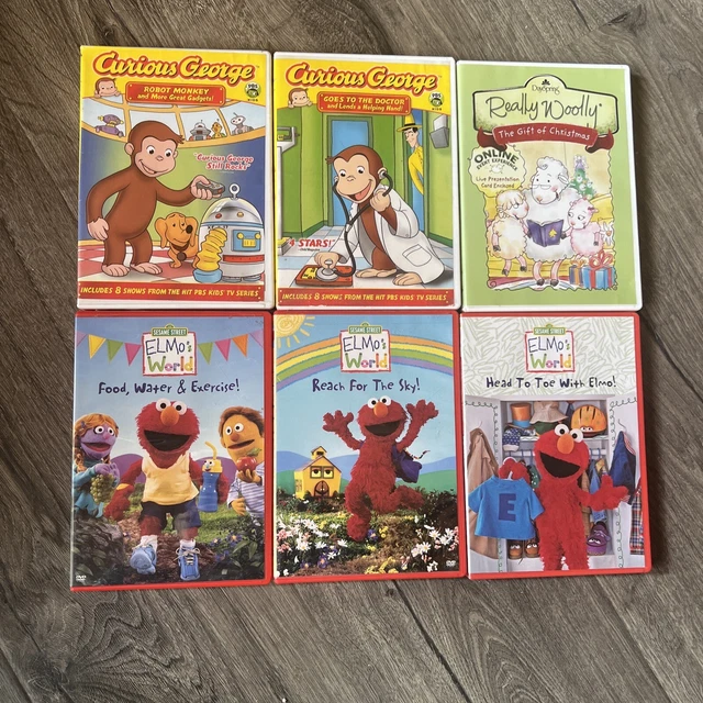CURIOUS GEORGE ELMO Lot of 6 Childrens Animated Educational DVDs PBS ...