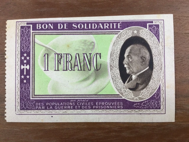 MARÉCHAL PÉTAIN CROIX Rouge 1942 Rare Bon de Solidarité Guerre 1939/45 ...