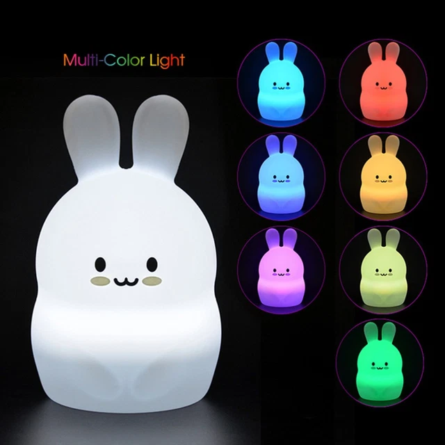 COLOR-CHANGING RABBIT NIGHT Light Child Cute Lamps Home Decorative £15. ...